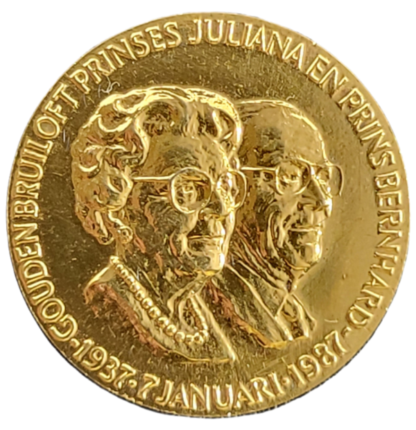 Gouden huwelijkspenning Juliana & Bernhard | 101 munten