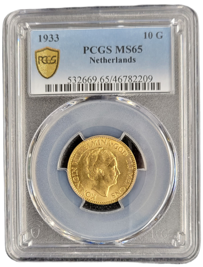 Gouden Wilhelmina 10 gulden 1933 MS65 - 101 munten