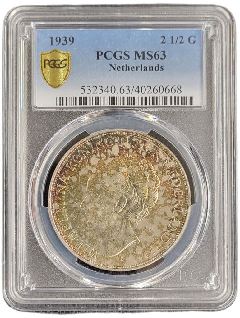 Unieke 2 1/2 Gulden 1939 MS63 PCGS - 101 munten