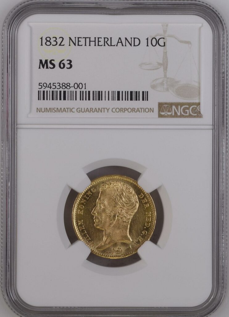 Gouden Koning Willem I 10 gulden 1832 MS63 NGC gecertificeerd (pop 5/6 ...