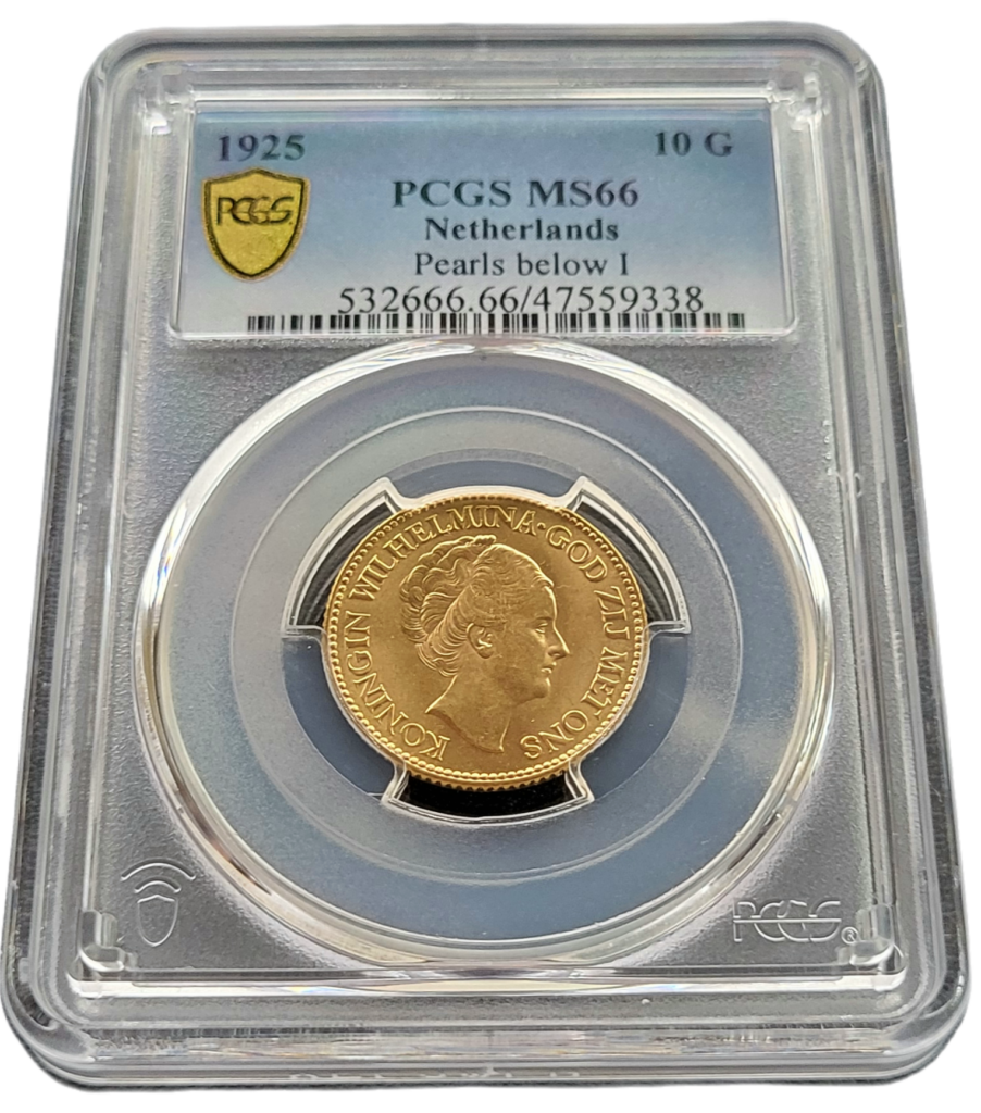 Variant 10 gulden 1925 MS66 parel onder i - 101 munten
