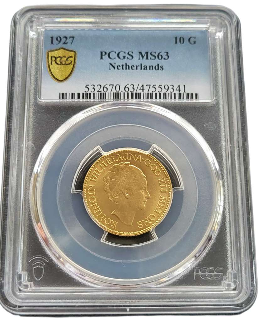 Gouden Wilhelmina 10 gulden 1927 MS63 - 101 munten